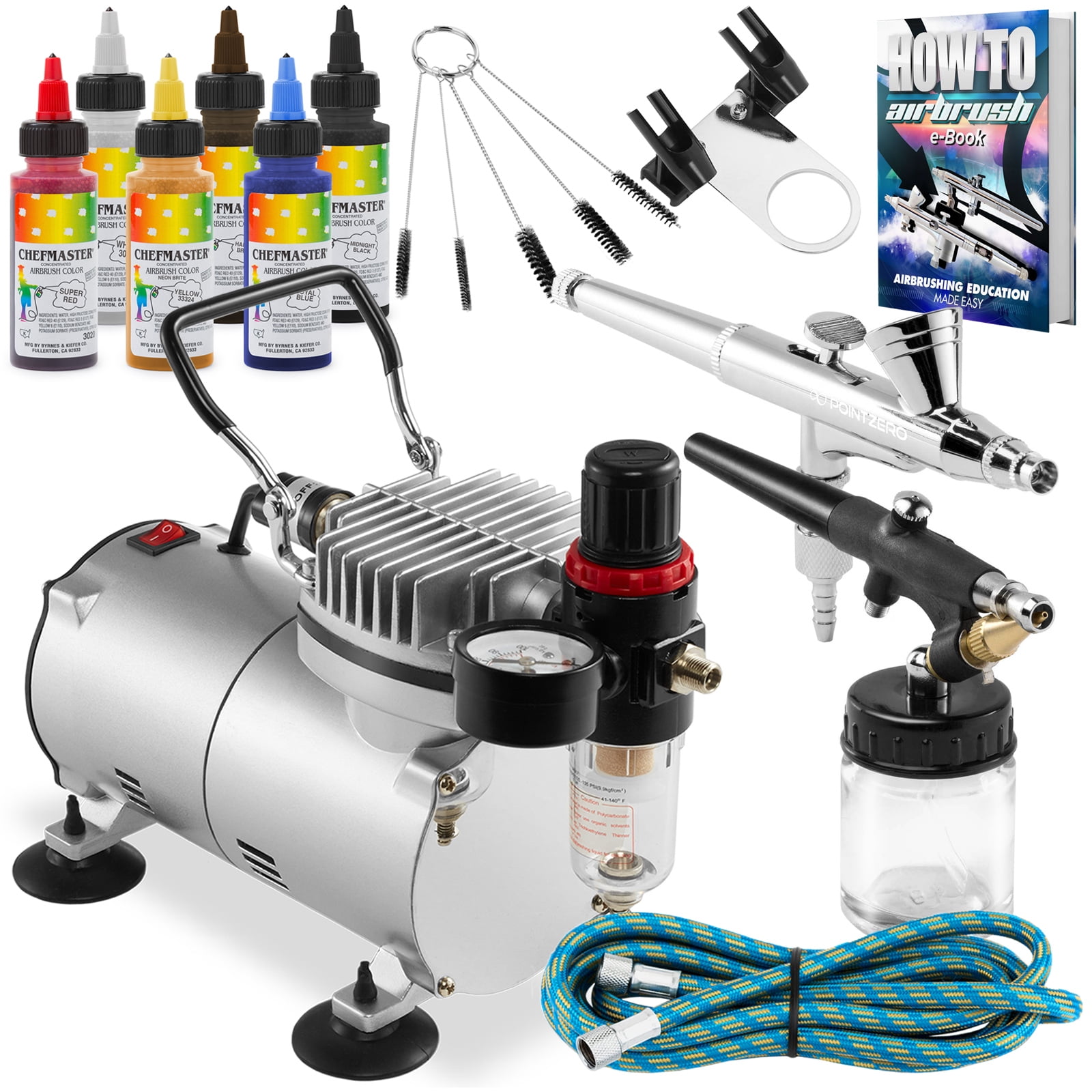 PointZero Airbrush Cake Decorating Kit - 2 Airbrushes, Compressor ...