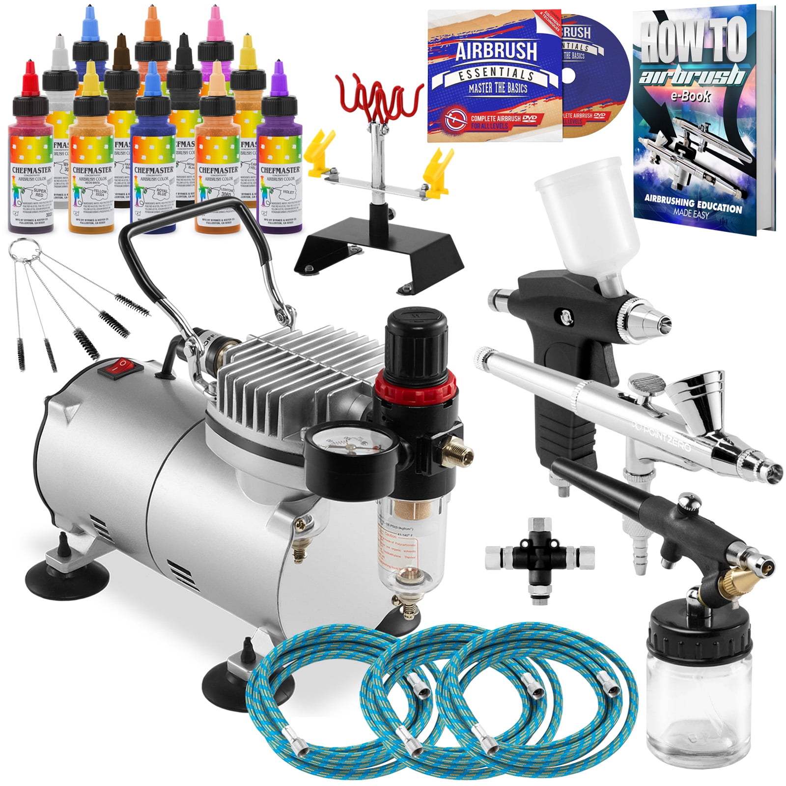 PointZero Airbrush Cake Decorating Kit - 3 Airbrushes, Stand ...