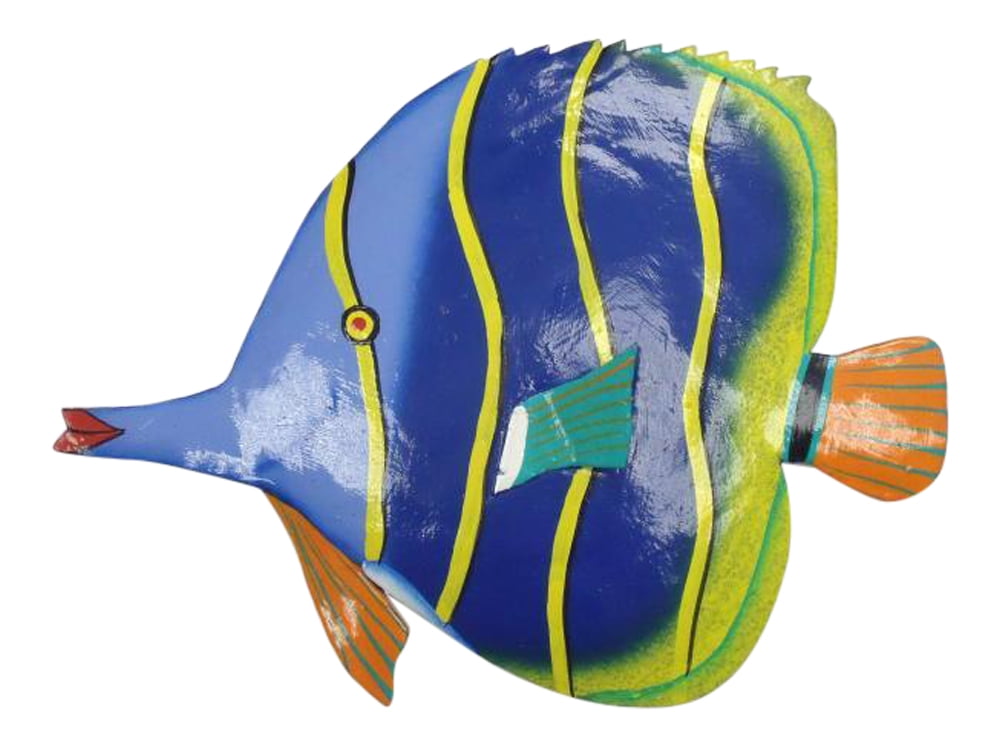 Pointed Long Nose Blue Butterfly Fish Haitian Metal Wall Art - Walmart.com