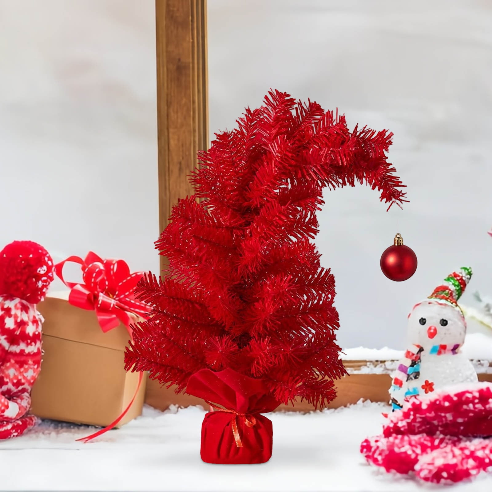 Pointed Snow Spray Mini Christmas Tree 45cm Christmas Snowflake Desktop ...