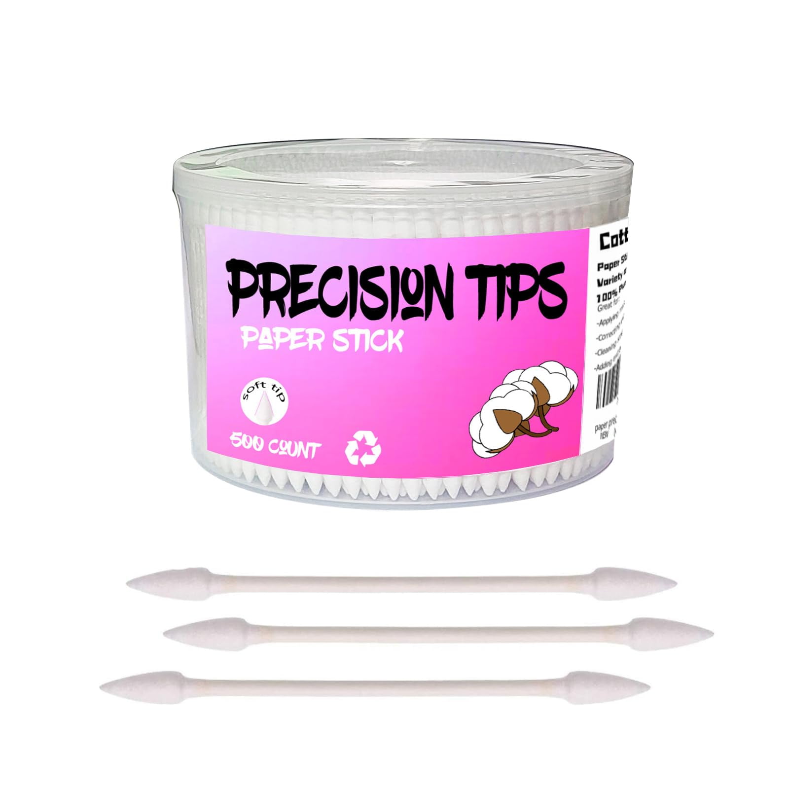 Pointed Tip Cotton Swabs,500 KEF16 count Cotton Buds,Double Precision ...