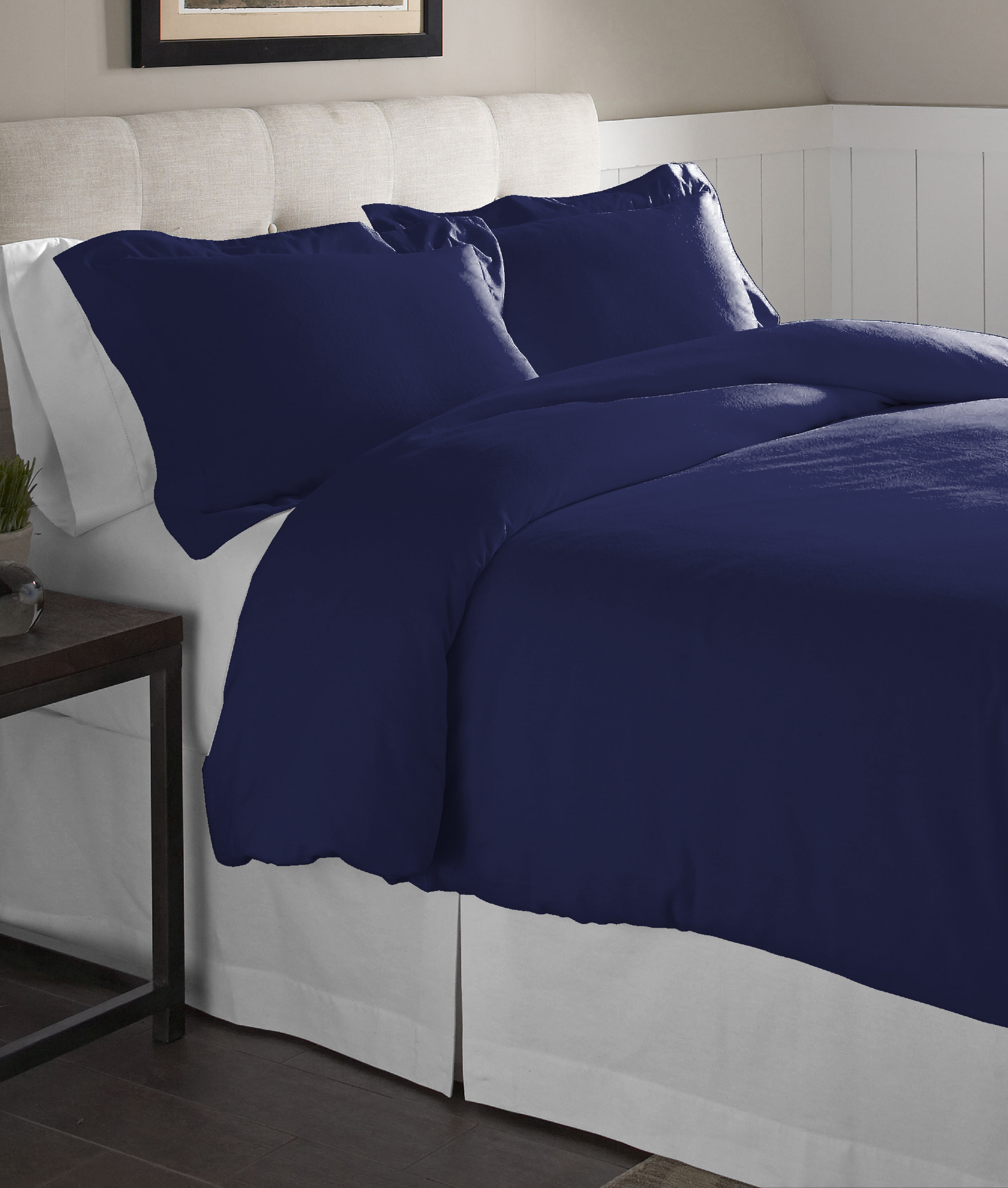 Pointehaven 175 GSM Navy 100% Cotton Superior Weight Flannel 2 pc Duvet ...