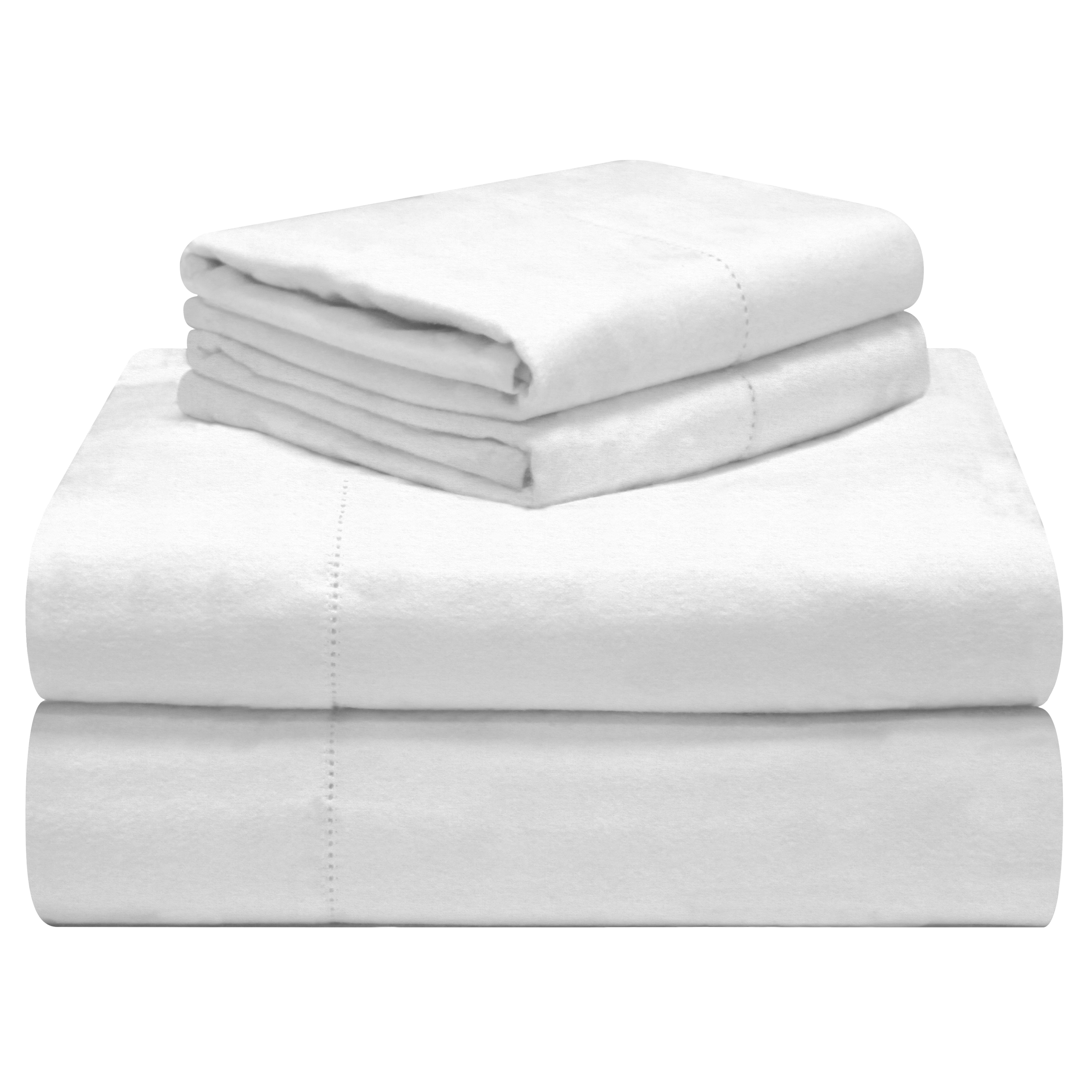 Pointehaven 190 GSM 100 Cotton White Solid Flannel Deep Pocket 4 Pc