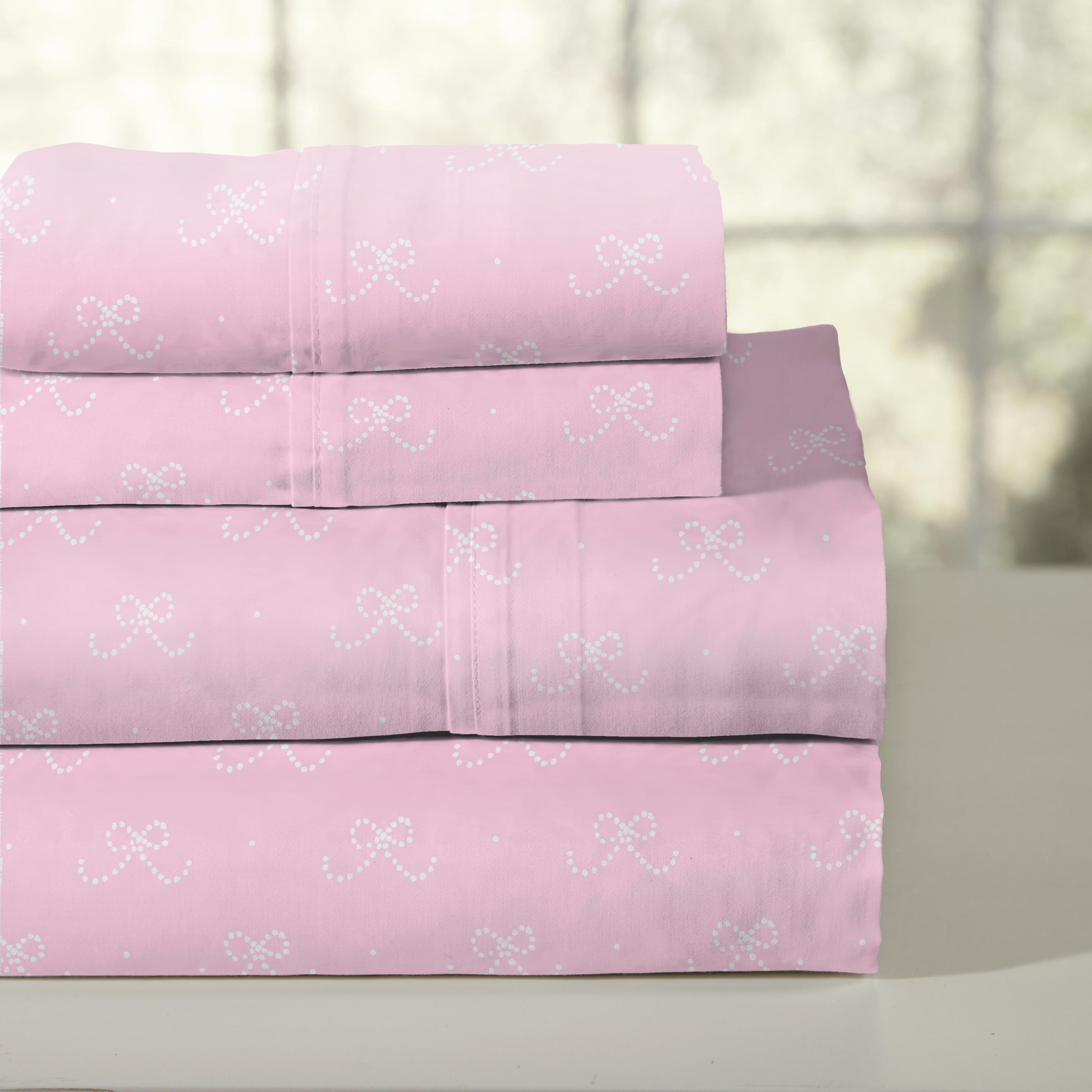 Pointehaven 200 Thread Count Combed Cotton Percale Ballerina Bows 3 pc ...