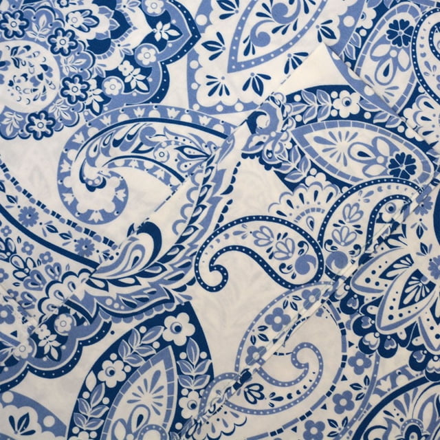 Pointehaven Boho Paisley Blue Combed Cotton Percale Printed 4 pc Sheet ...