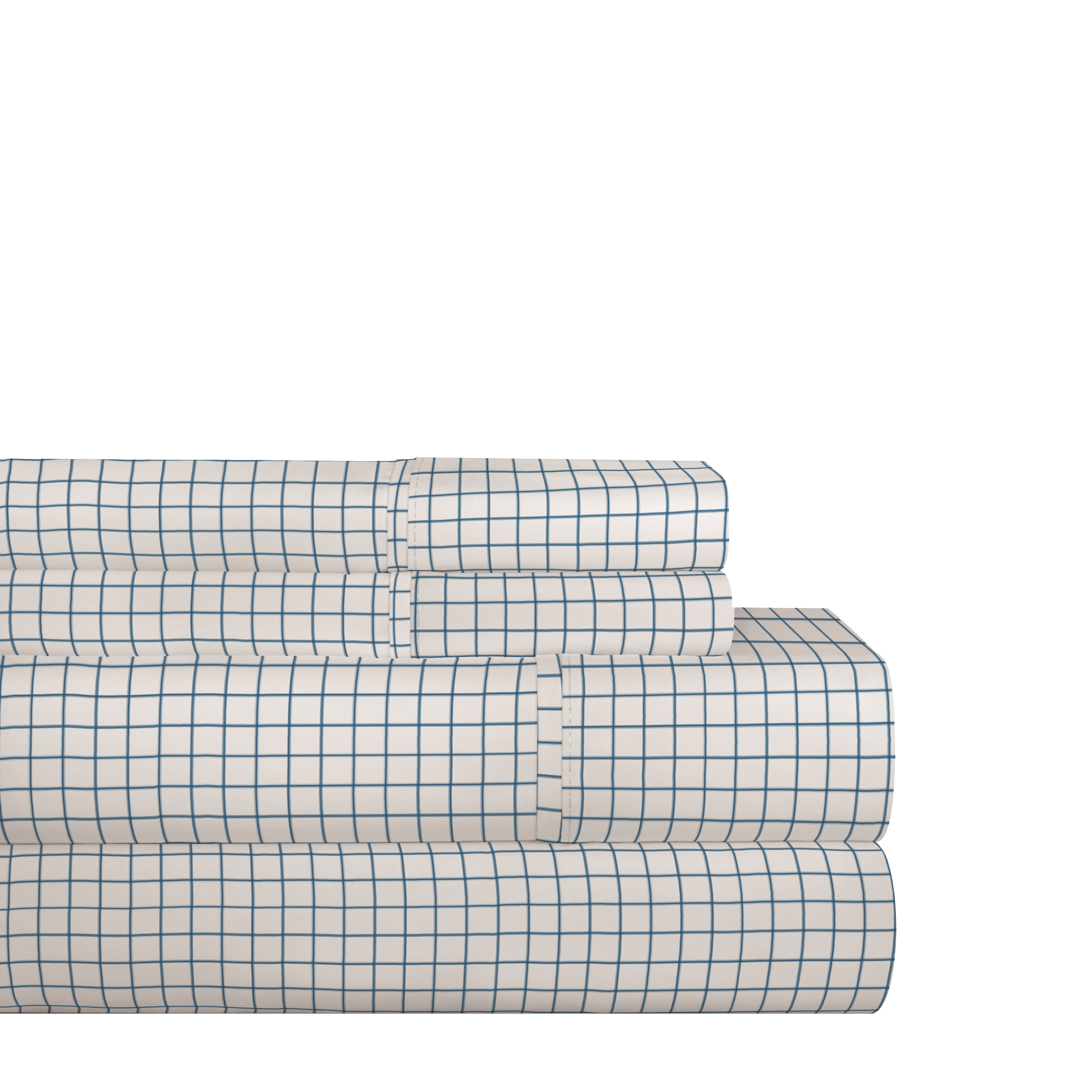 Pointehaven Checkerboard 200 Thread Count Printed Cotton Percale 4 pc ...