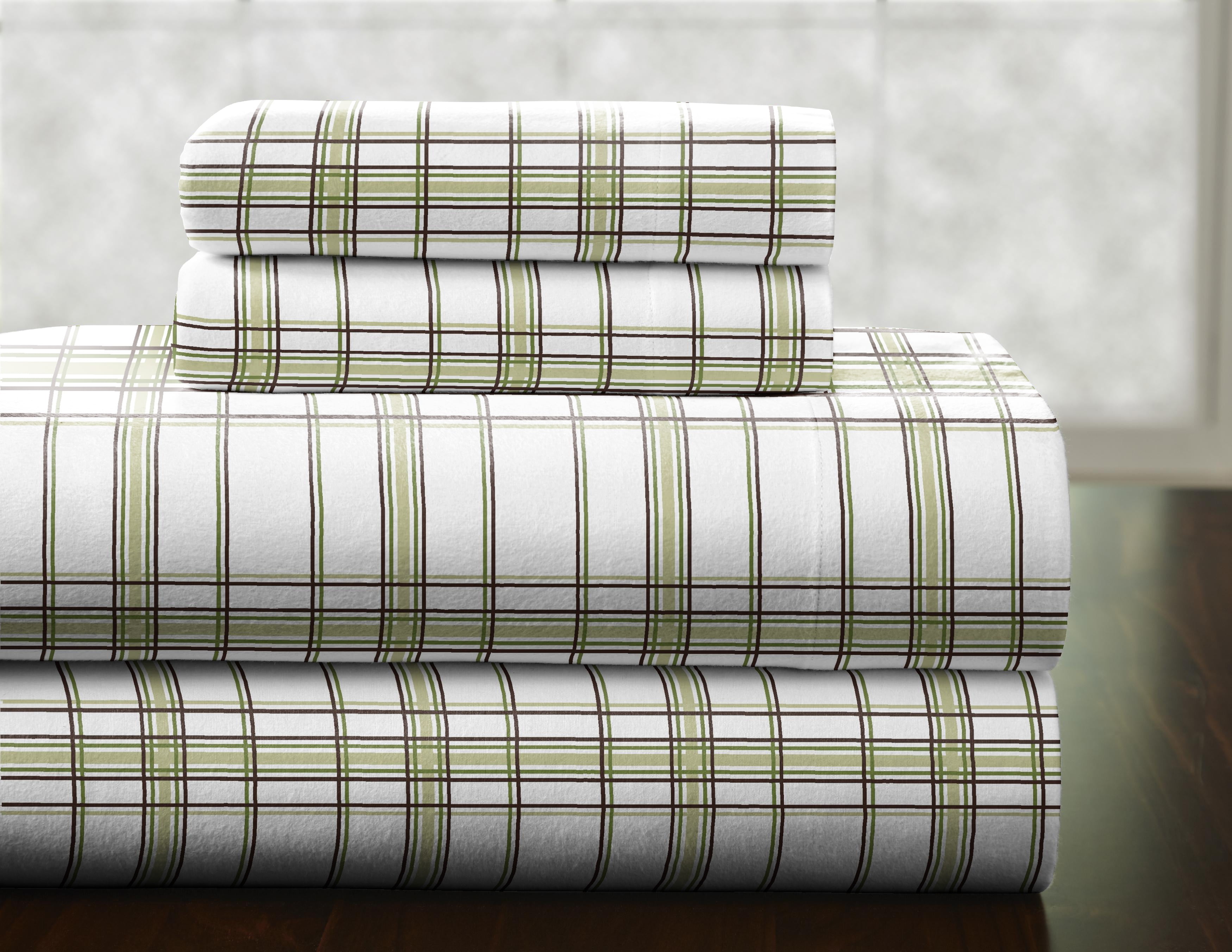 Pointehaven Heavy Weight 100% Cotton Sage Plaid Printed 170 GSM Flannel ...