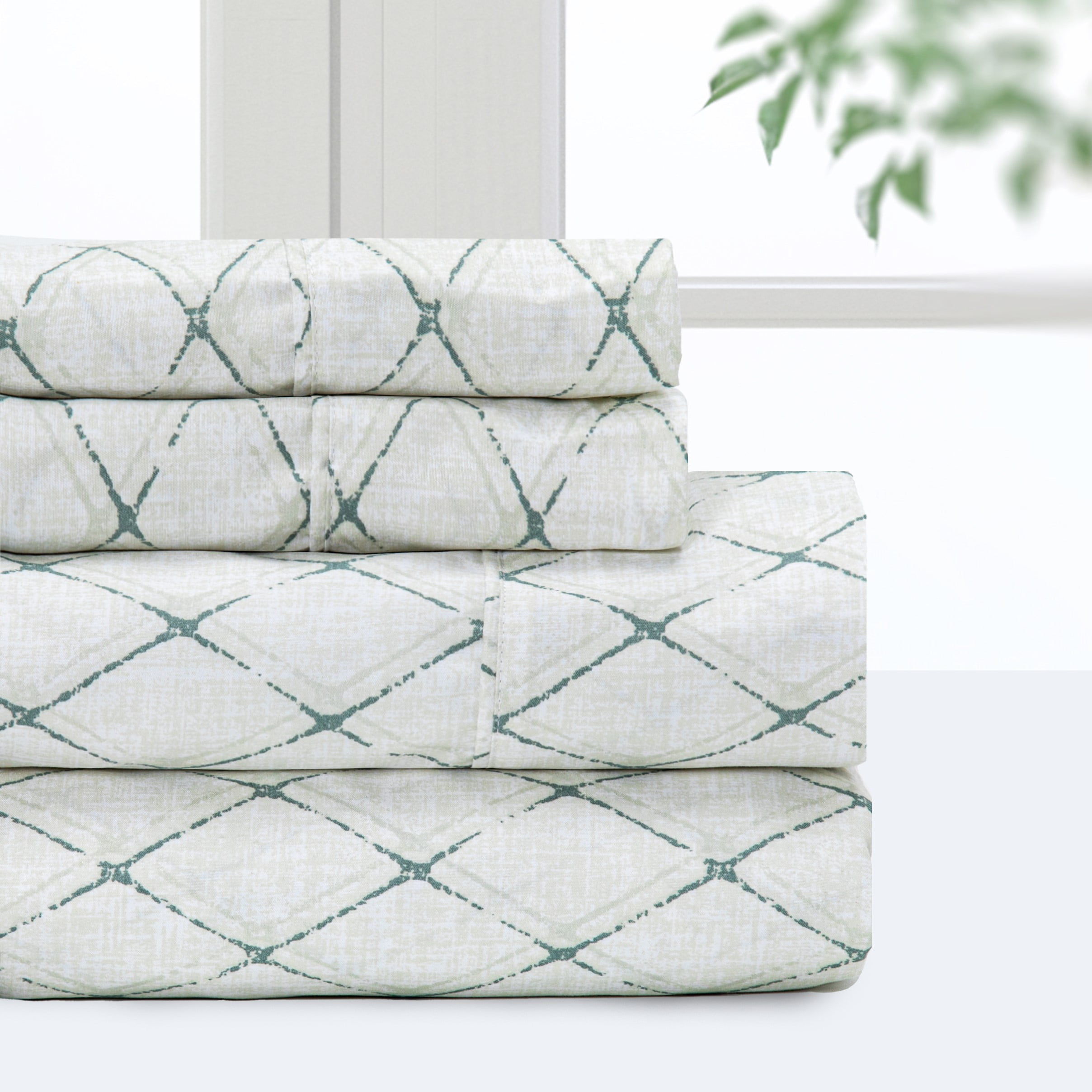 Pointehaven Microfiber Printed and Solid Luxury sized Sheet Set Queen ...