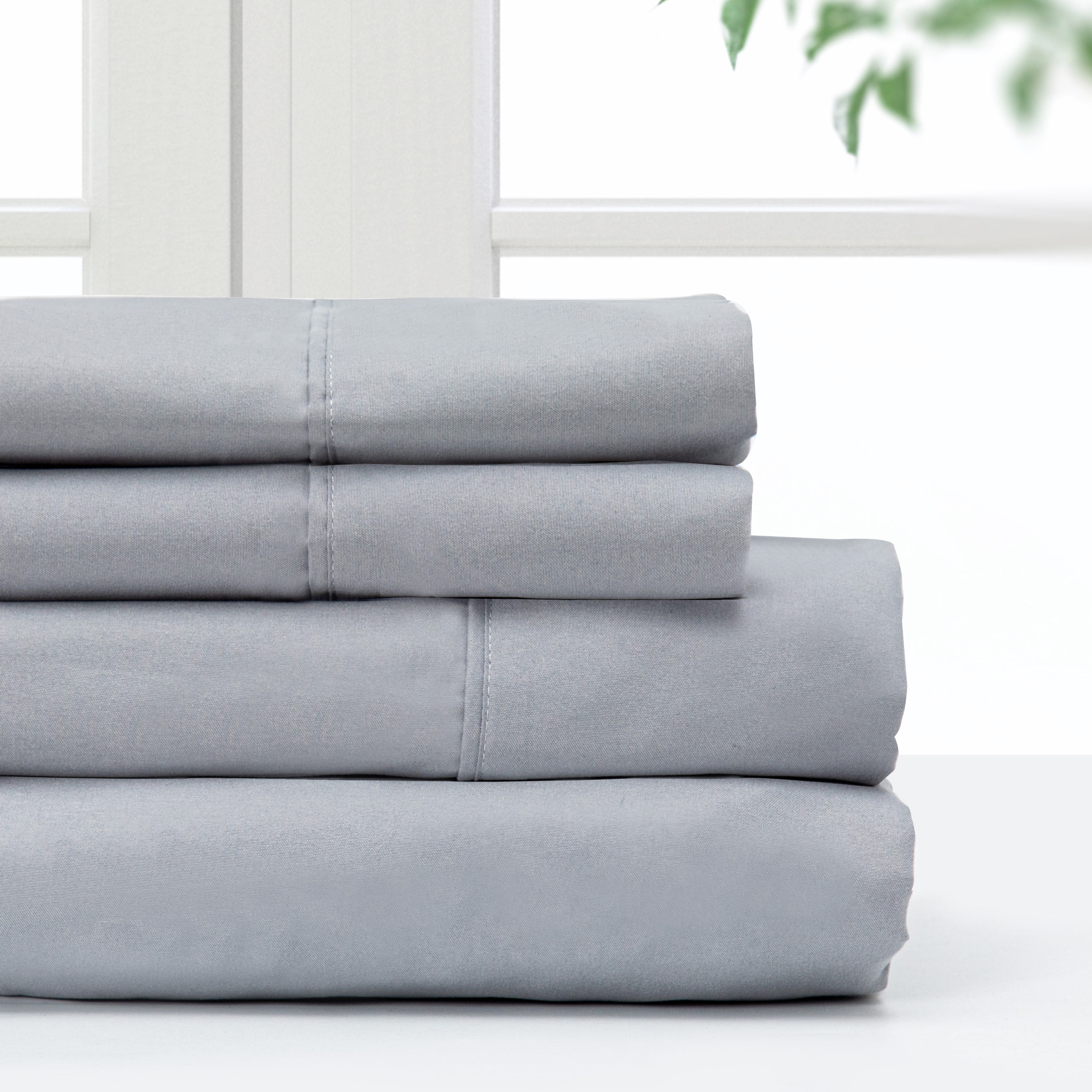 Pointehaven Microfiber Printed and Solid Luxury sized Sheet Set Twin Extra Long - Grey - Walmart.com