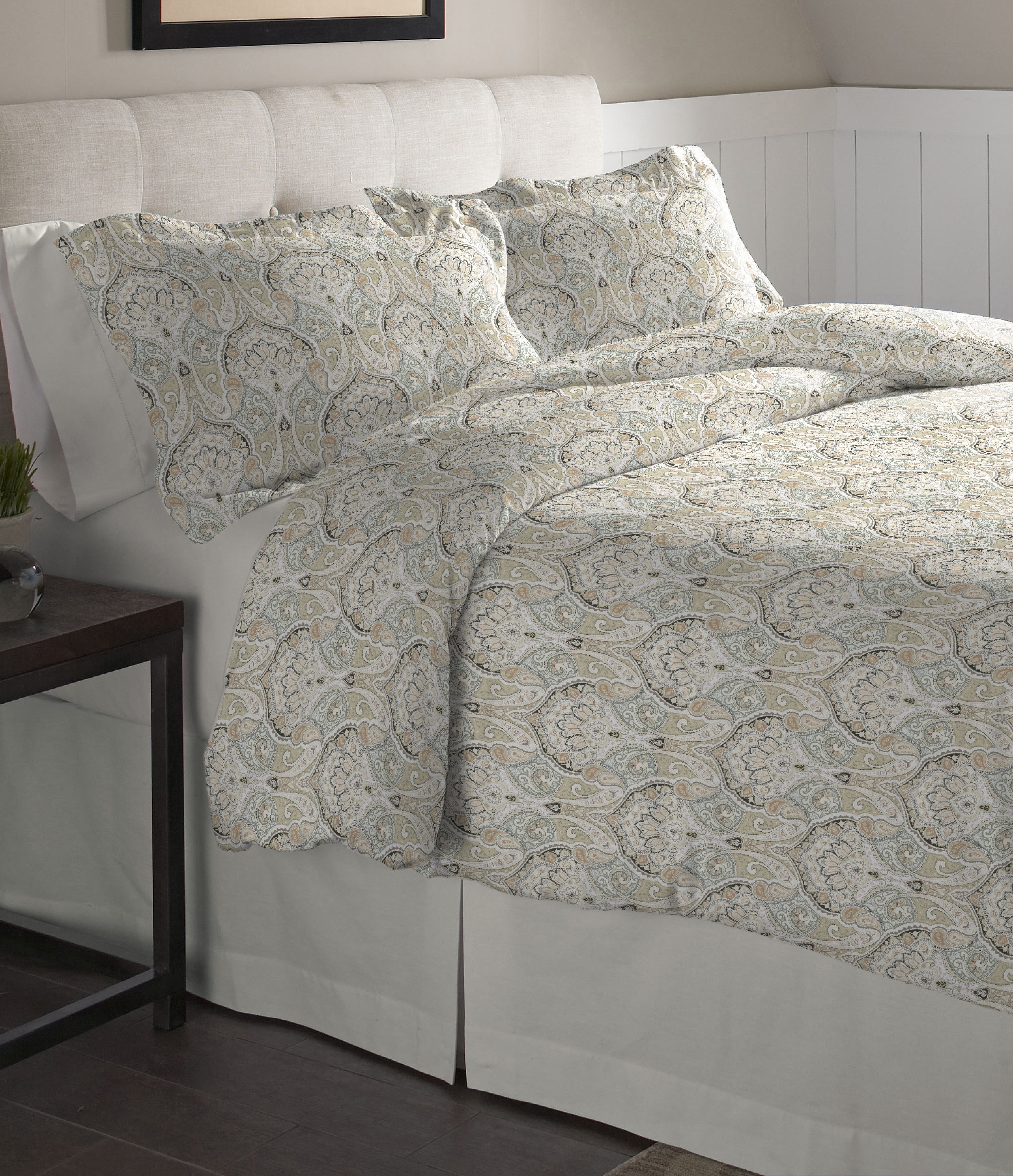 Pointehaven Paisley 170 GSM 100% Cotton Heavy Weight Flannel 3 pc Duvet ...