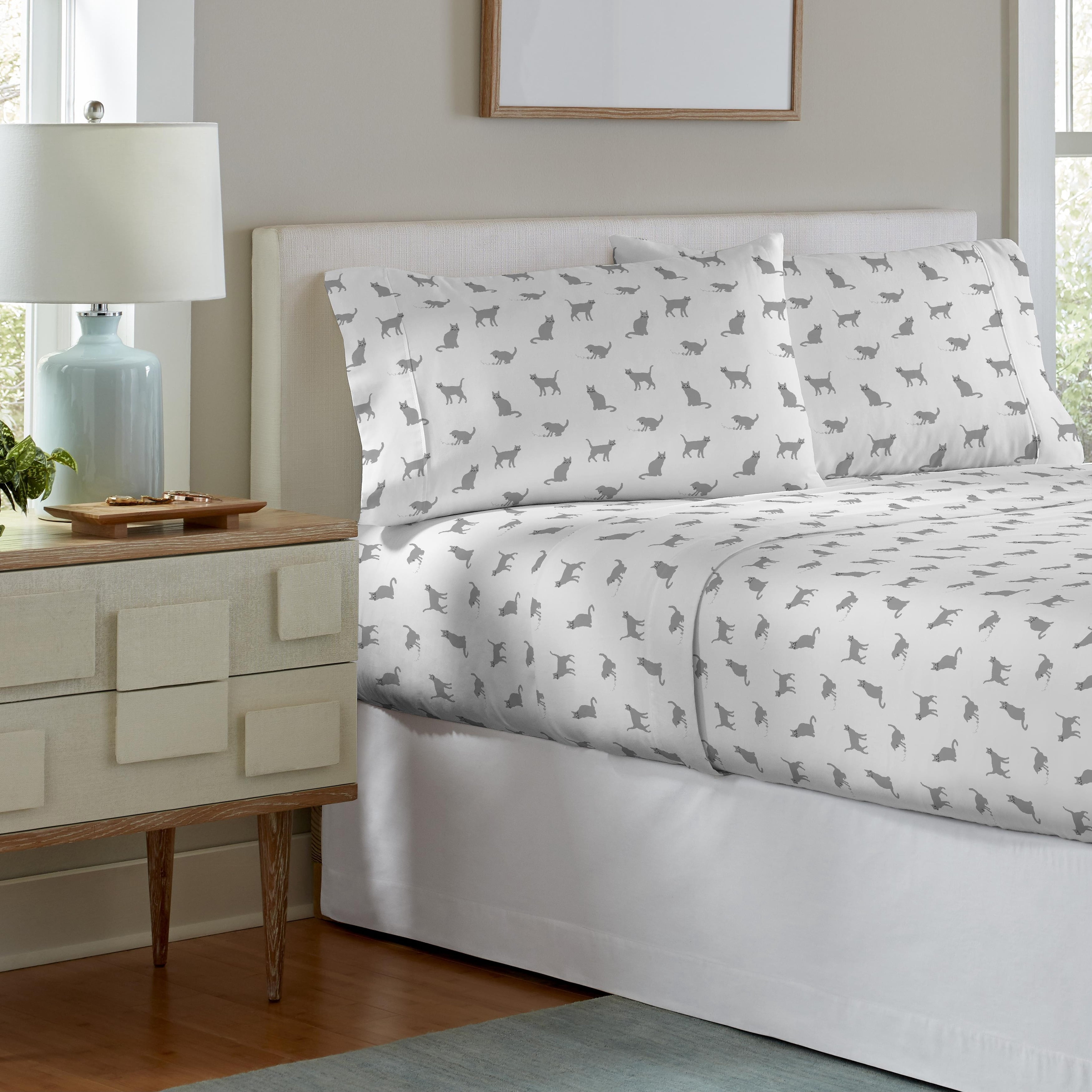 Pointehaven Printed Cotton Flannel Hemstitch Deep Pocket Bed Sheet Set ...