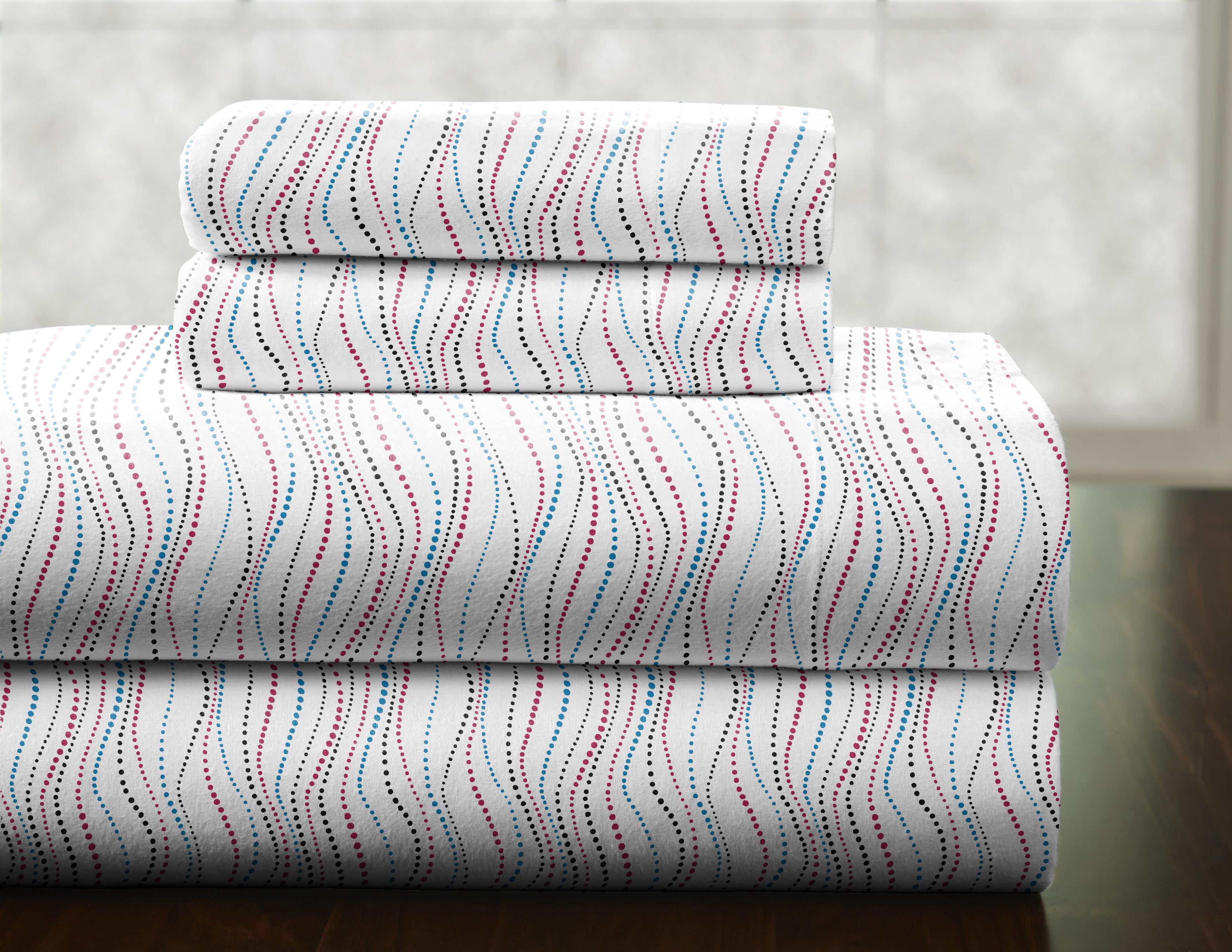 Pointehaven Cotton Flannel Bed Sheet Set, Twin, Striped, Heavyweight ...