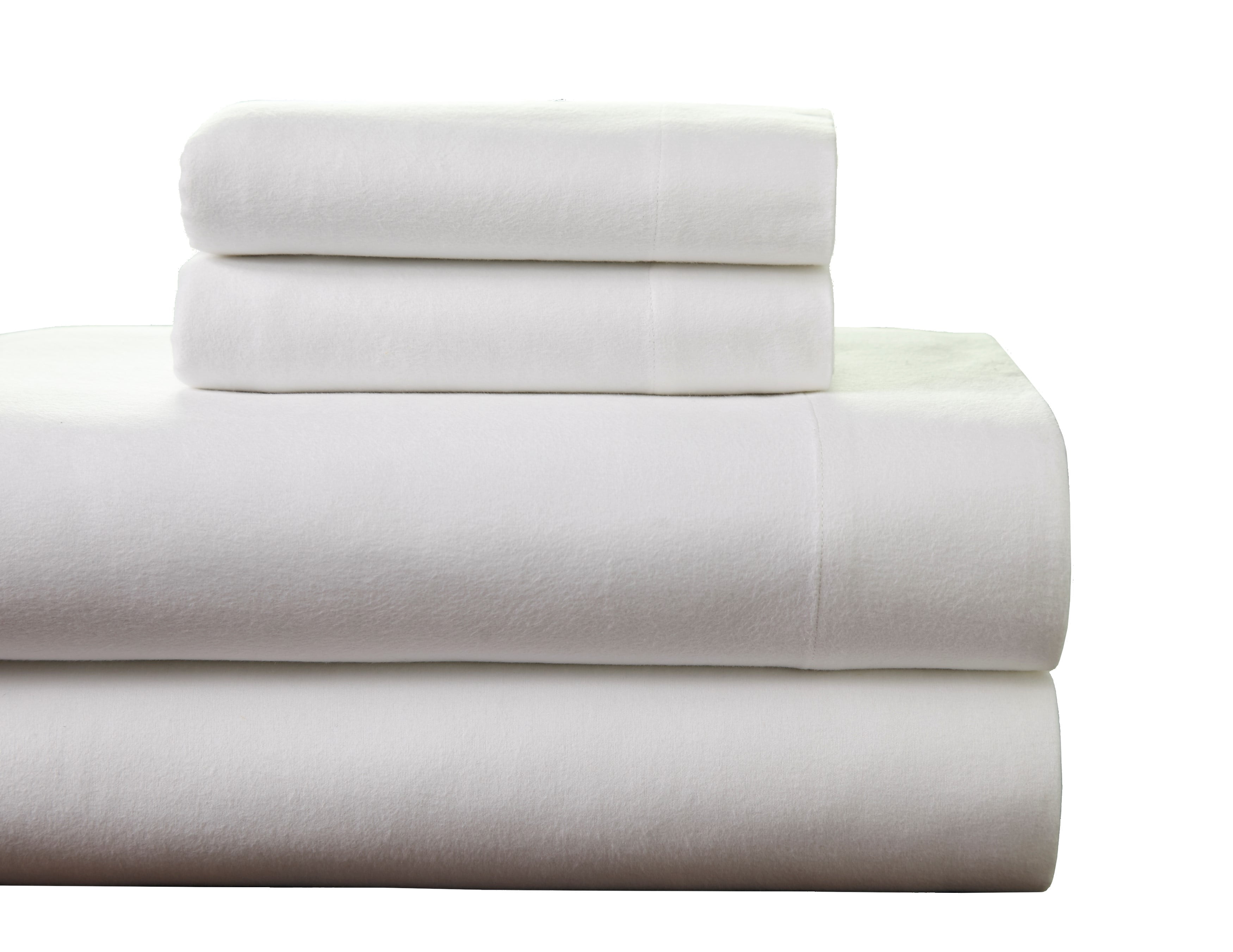 Pointehaven Superior Weight Cotton Deep Pocket Flannel Bed Sheet Set White King Solid Color ...