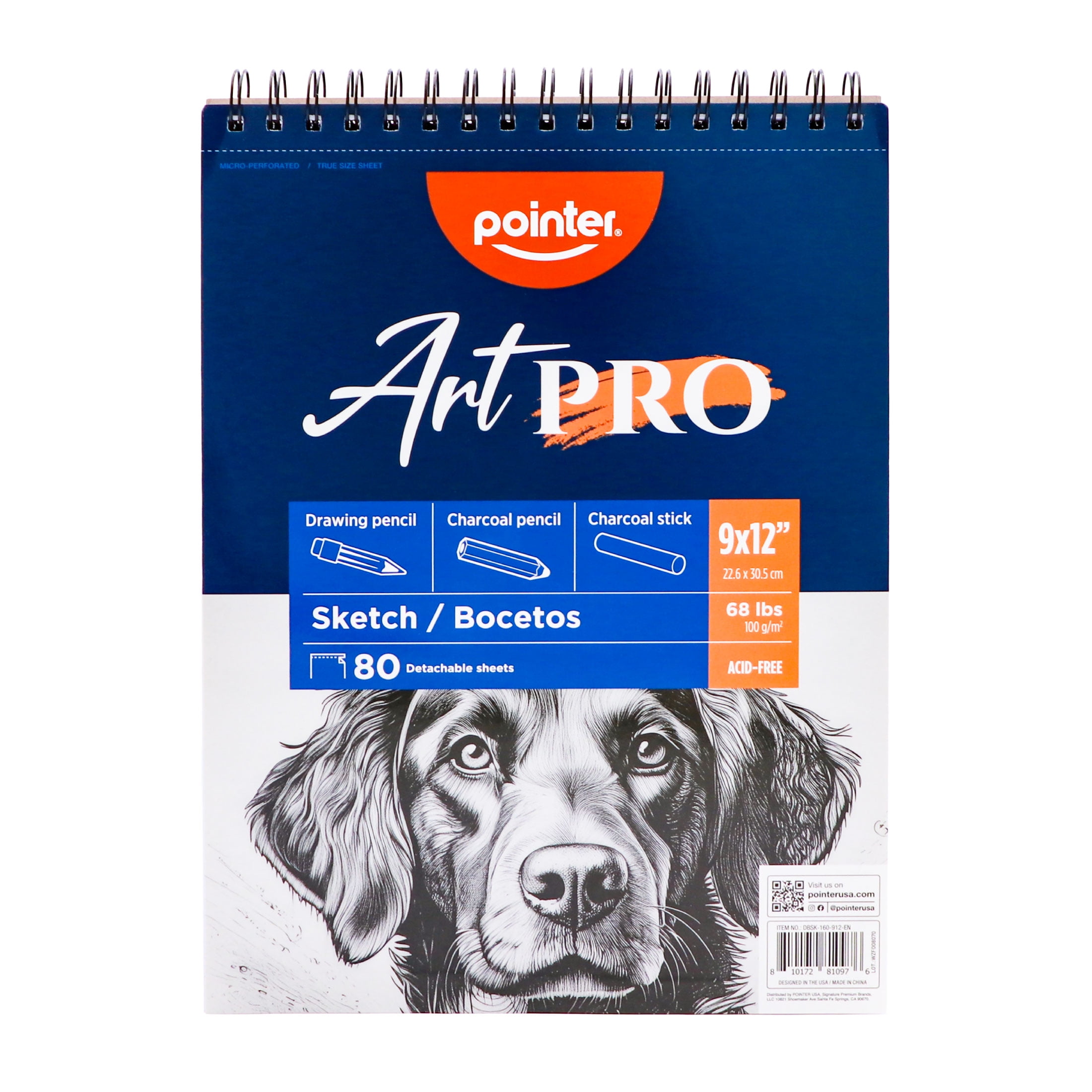 Pointer Art PRO Sketch Pad, 9" x 12", 68 lb (100 Gsm), 80 Sheets ...