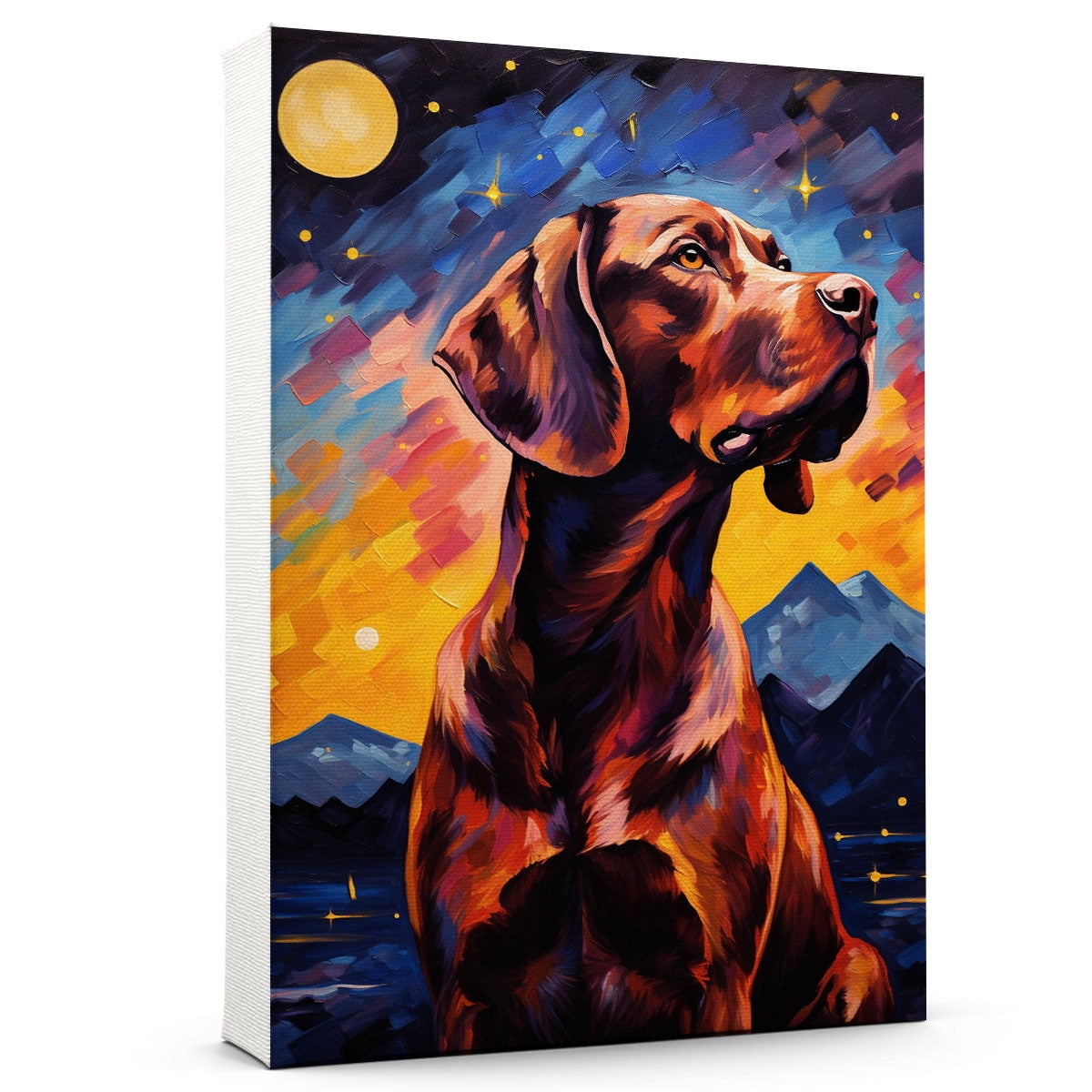 Pointer Dog Canvas Starry Night Van Gogh Inspired Arts Large Abstract ...