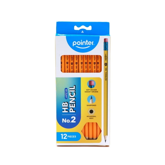 Pointer HB #2 Yellow Wood Pencils, 12 Count per Pack, 144 Total Count ...