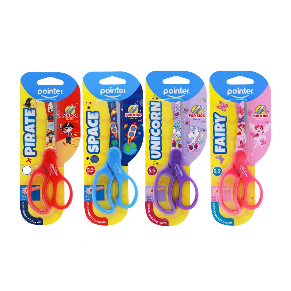 Pointer School Children's Scissors, Blunt Tip, 4 Pack, Assorted Colors, 5.5" - Walmart.com