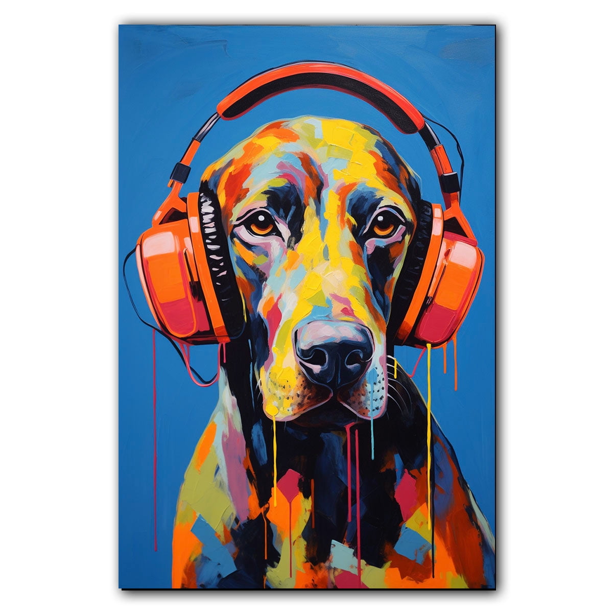 Pointer Wall Art - Funny Dog Canvas Canvas for Kids' Room 11x17inch - Colorful Puppy with ...