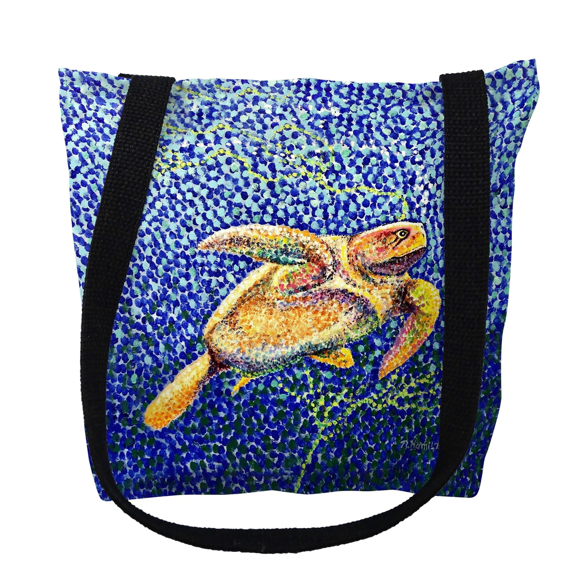 Pointillist Sea Turtle II Small Tote Bag 13x13 18 inches x 18 inches ...