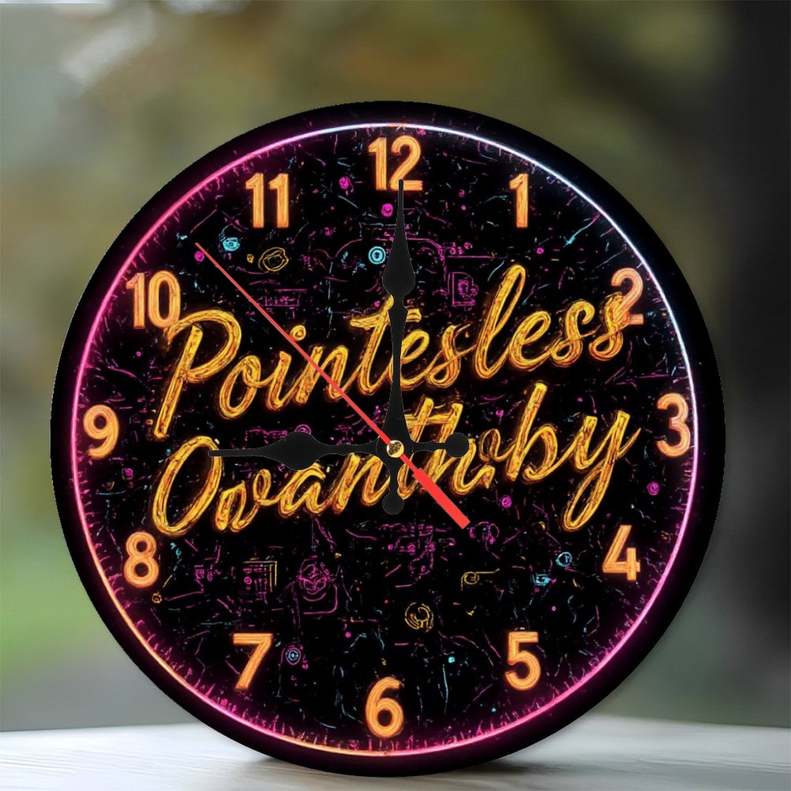 Pointless Owanthby Clock Wall Art Decor Home 10-Inch Silent Wooden Wall ...