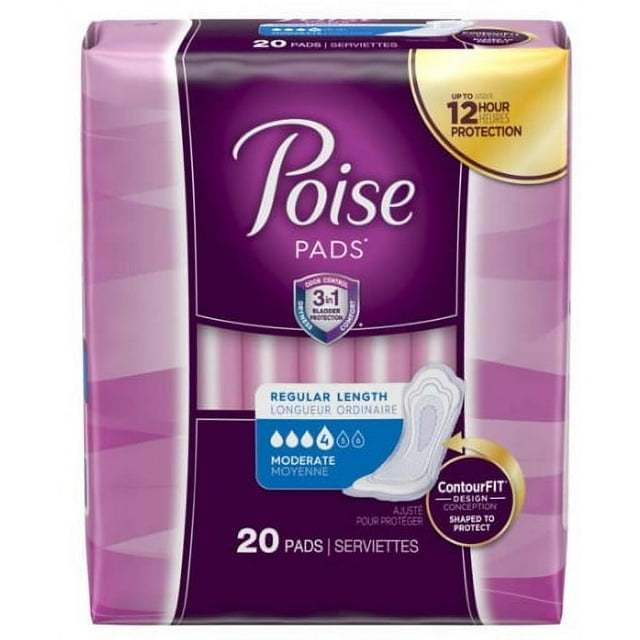 Poise Regular Female Bladder Control Pad, 10.9 Inch, Moderate ...