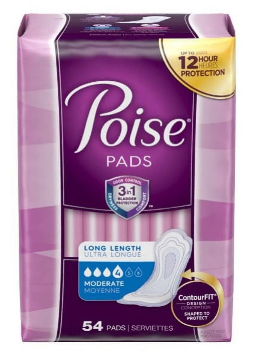 Poise Bladder Control Pad, 12.20 Inch Length Moderate Absorbency Absorb ...