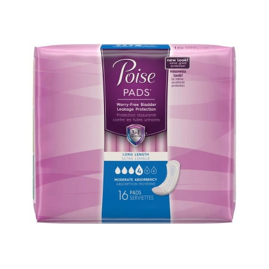 Poise Regular Long Bladder Control Pad, Moderate Absorbency, 12.4 Inch ...