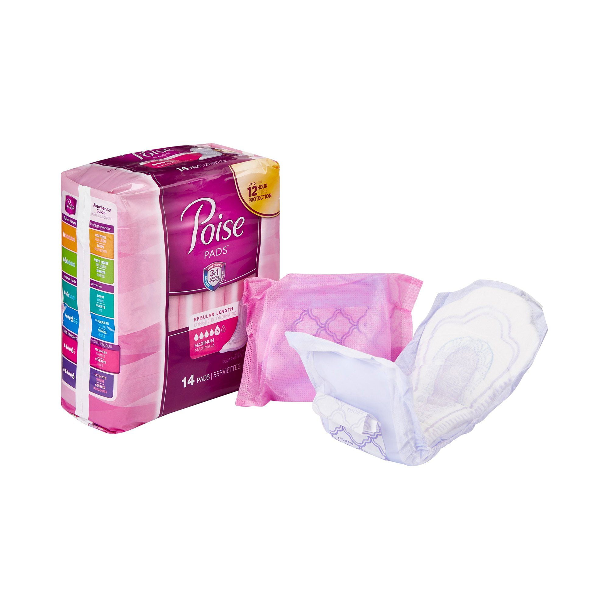 Poise Bladder Control Pads, Disposable, Heavy Absorbency, Regular ...