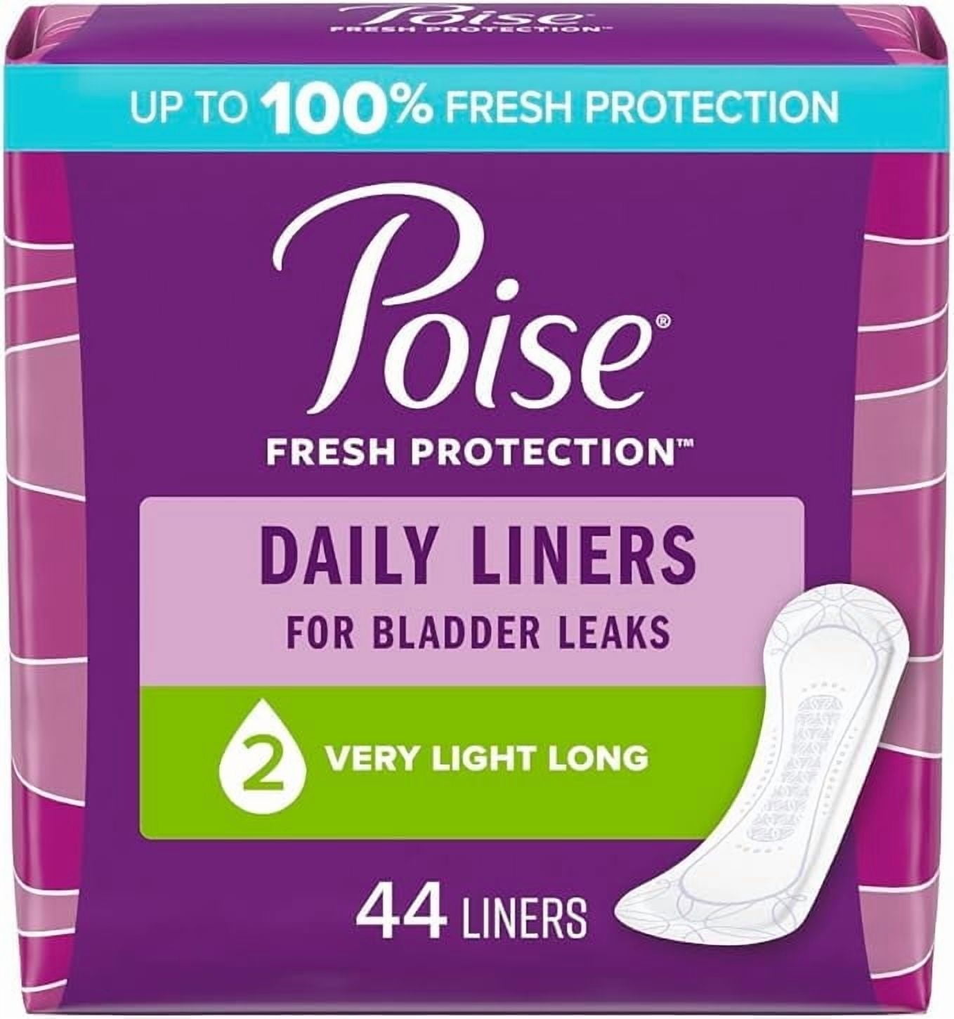 Poise Daily Incontinence Panty Liners, 2 Drop Very Light Absorbency ...