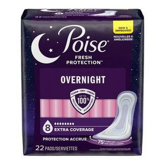 Poise Extra Coverage Incontinence Pads, Overnight Absorbency, Long ...