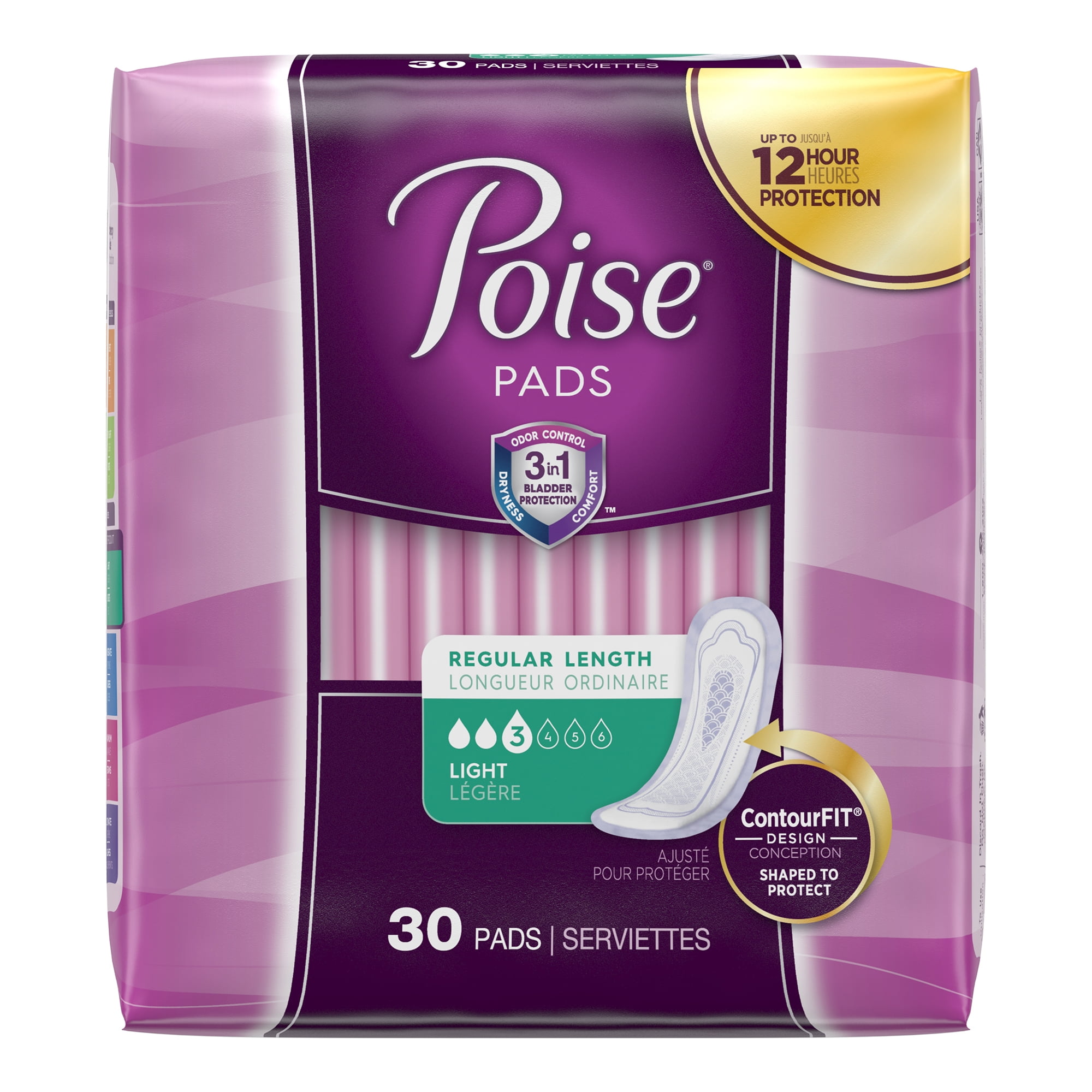 Poise Fresh Protection Female Incontinent Pad Regular Length 9.33 Inch ...