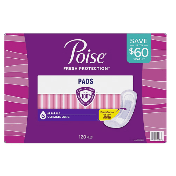 Poise Incontinence Pads, Postpartum Pads, 6 Drop Ultimate Absorbency ...