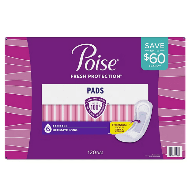 Poise Incontinence Pads & Postpartum Incontinence Pads, 6 Drop Ultimate ...