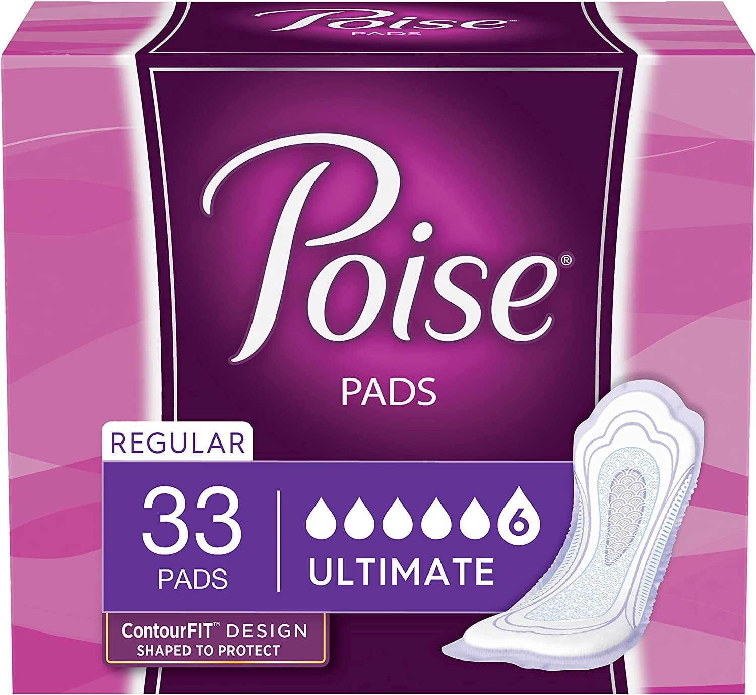 Poise Incontinence Pads, Ultimate Absorbency, Regular Size, 33 Count ...