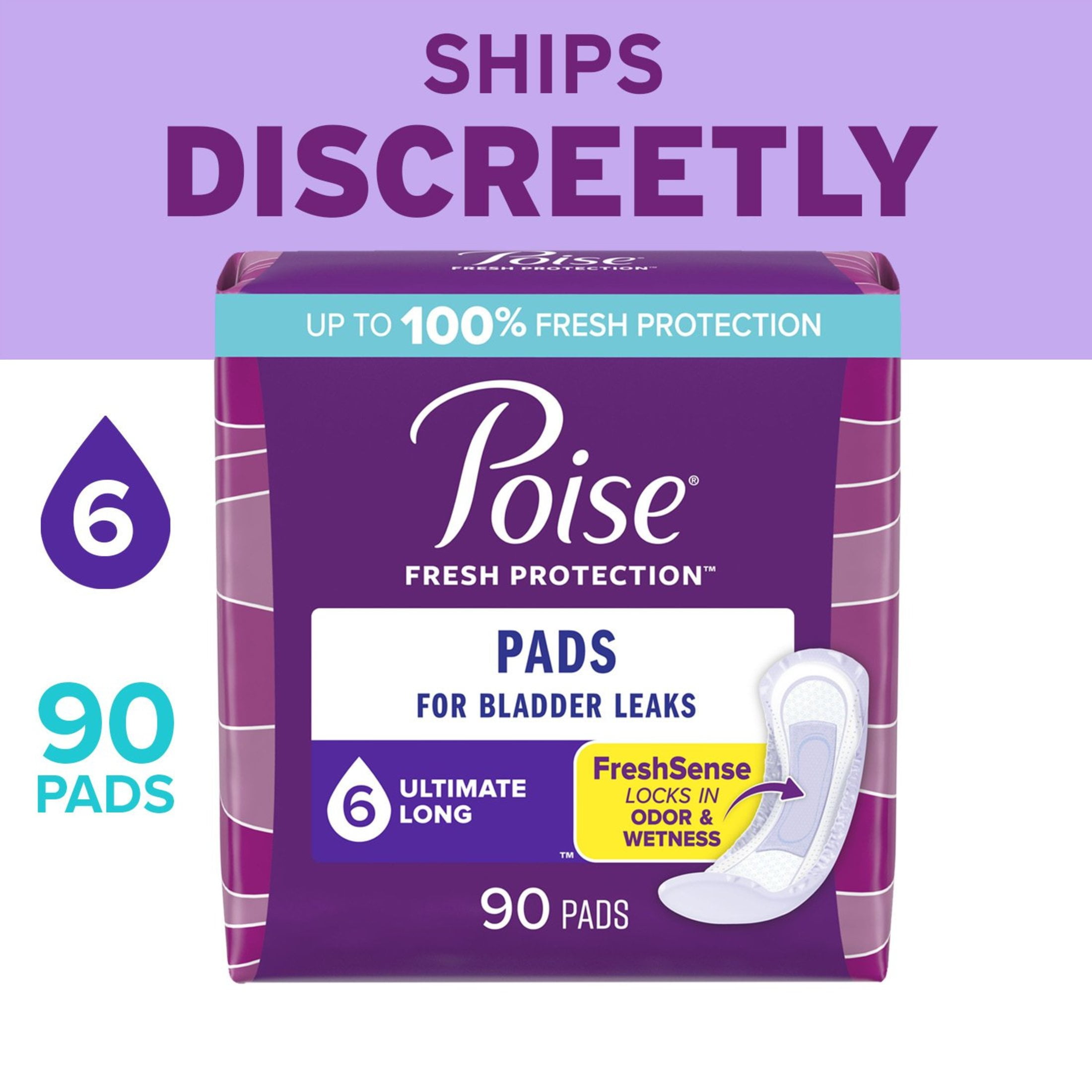 Poise Ultimate Absorbency Incontinence & Postpartum Pads, Long Length ...