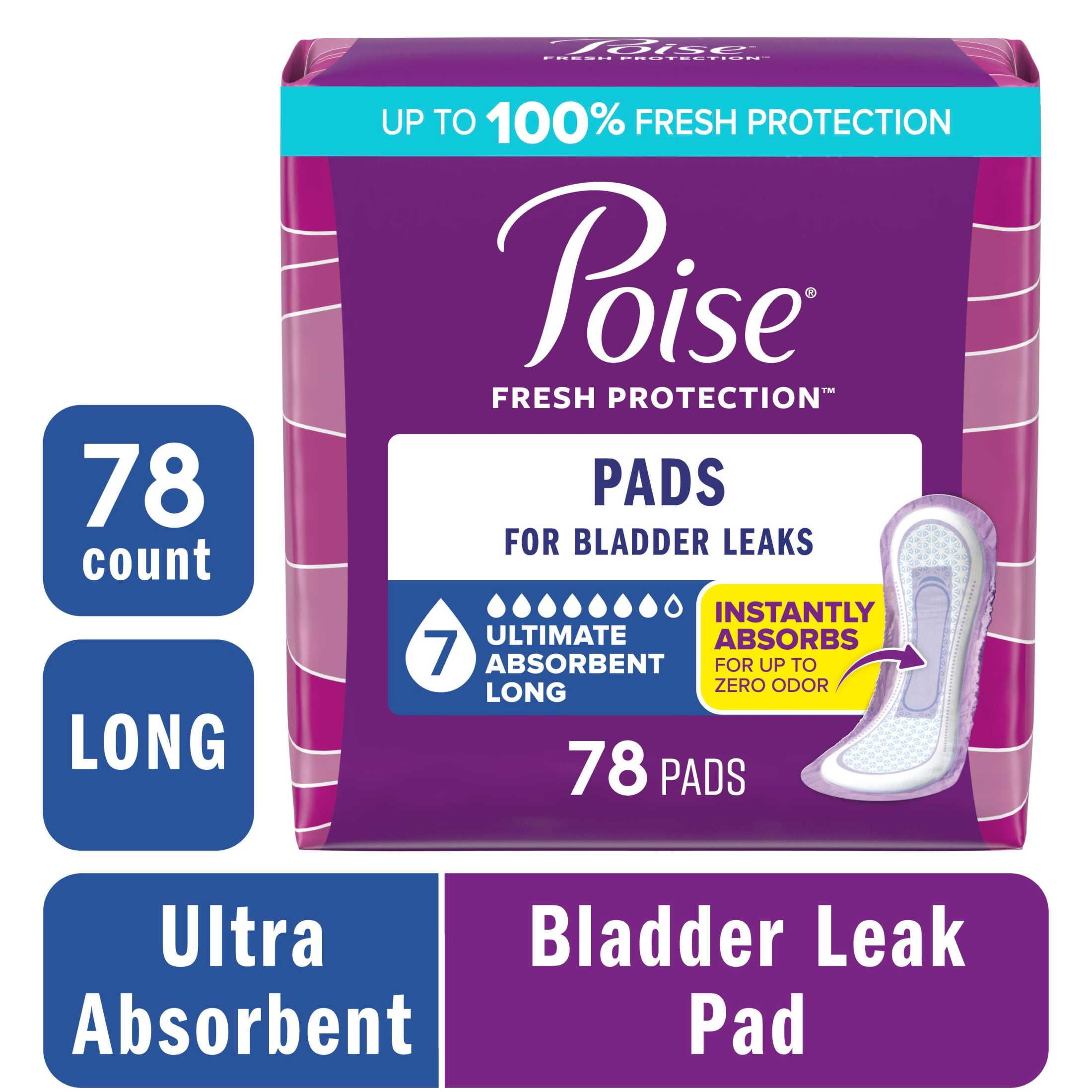 Poise Incontinence & Postpartum Pads for Bladder Leaks, 7 Drop Ultra ...