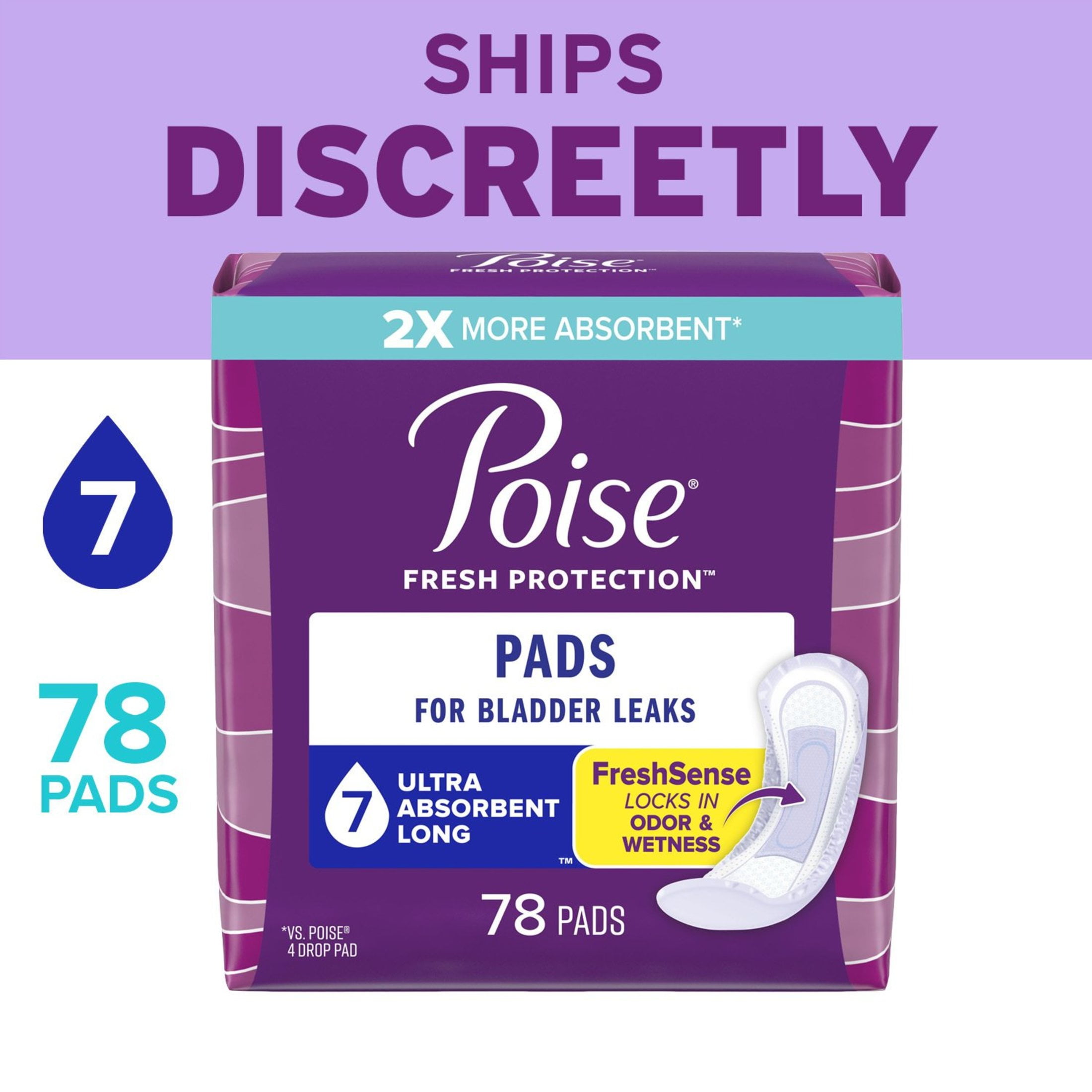 Free Shipping! Poise Incontinence Pads for Women, 7 Drop Ultra ...