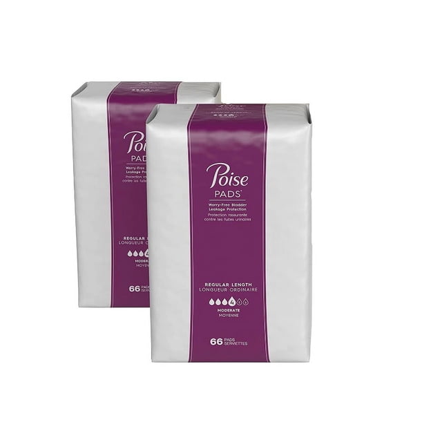 Poise Women's Bladder Control Pads, Moderate Absorbency, ContourFit ...