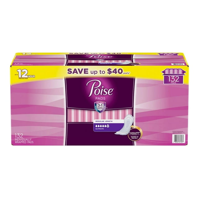 Poise Large Adult Feminine Incontinence & Postpartum Pads, Ultimate ...