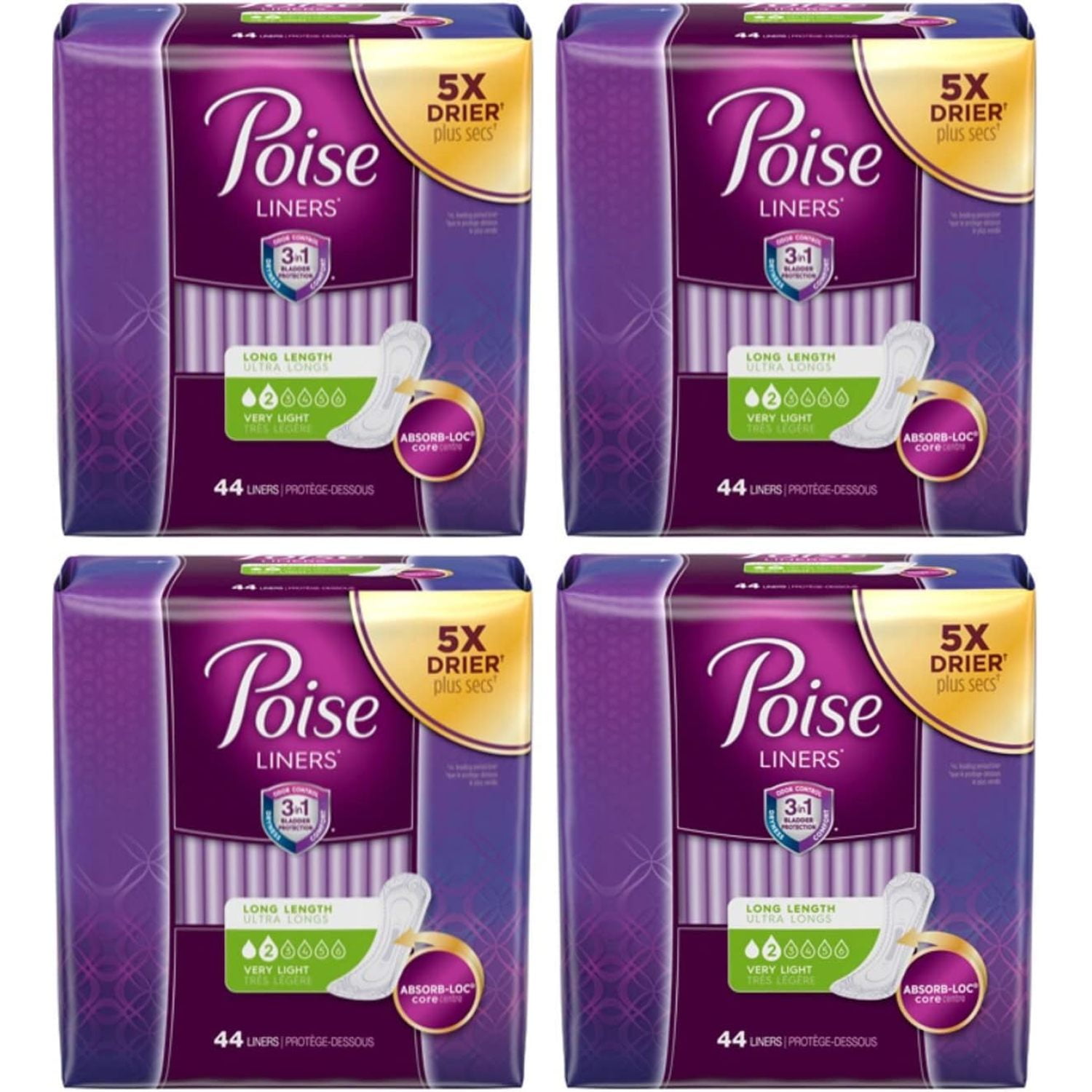 Poise Liners for Light Bladder Leakage, Long Length, Very Light ...