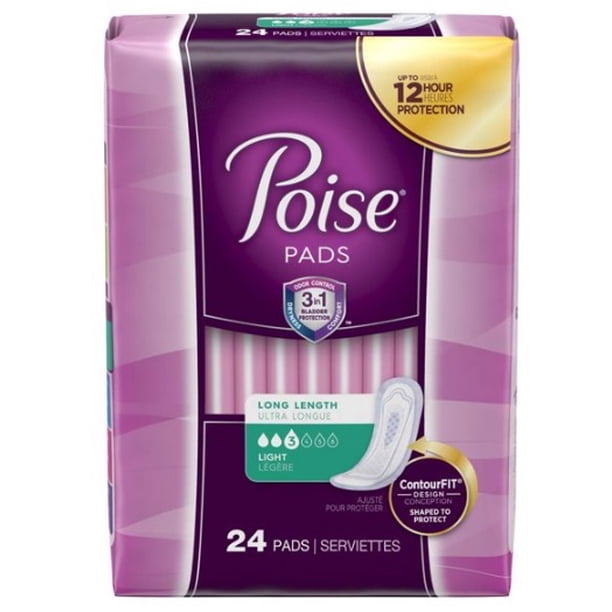 Poise Long Length Bladder Control Pad Light Absorbency Absorb-Loc One ...