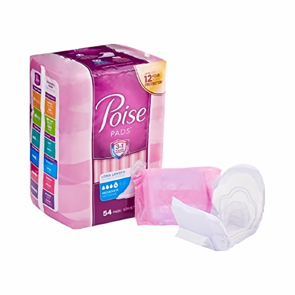 Poise Long Length Moderate Absorbency Ultra Pads - Size 4 (Pack of 17 ...