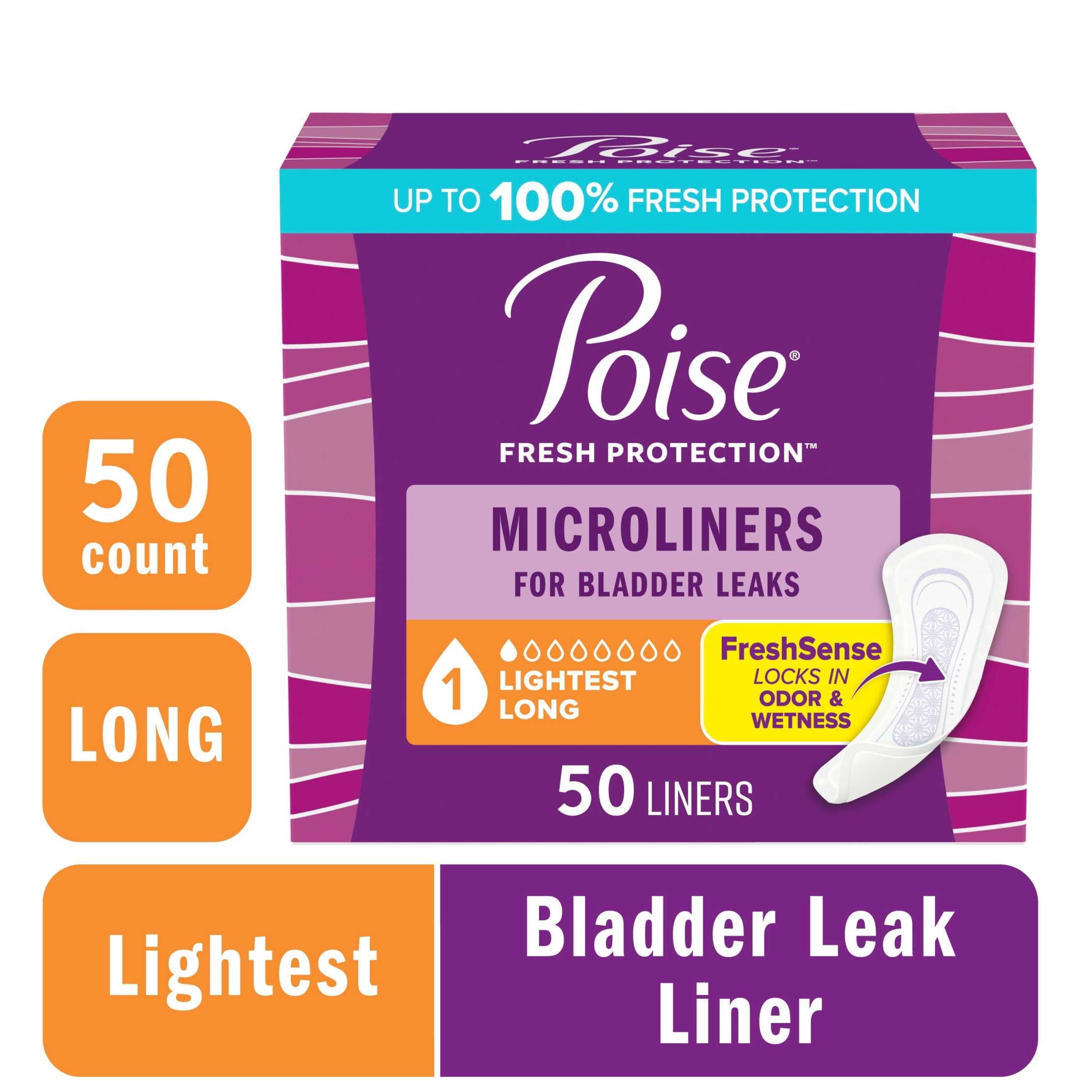 Poise Microliners Incontinence Panty Liners, 1 Drop Lightest Absorbency ...