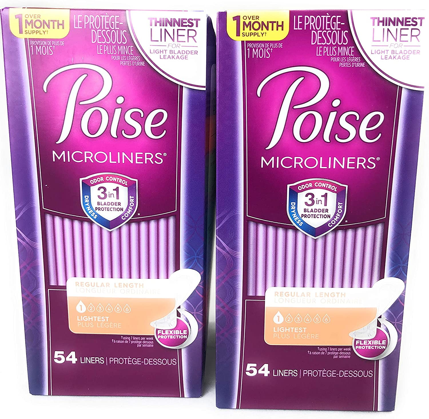 Poise Microliners Daily Protection Panty Liners, Light Leakage, Regular ...