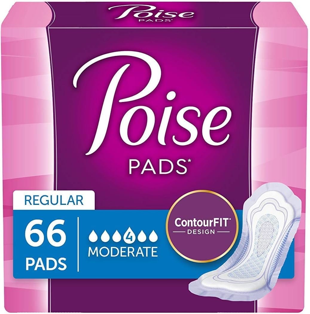 Poise Moderate Absorbency Pads, Regular Length, 66 Count - Walmart.com