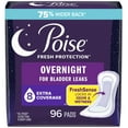 Poise Overnight Incontinence Pads for Women, 8 Drop Extra Coverage, 96 ...