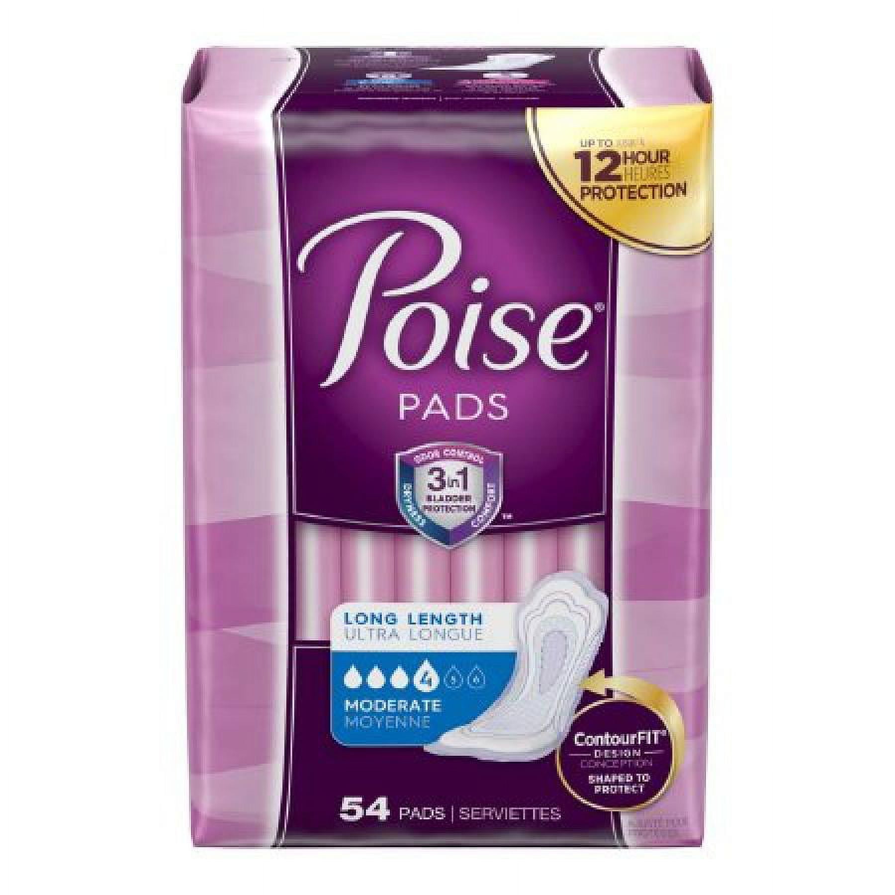 Poise Pads, Moderate Absorbency, One Size Fits Most (12.20 Inch Length ...