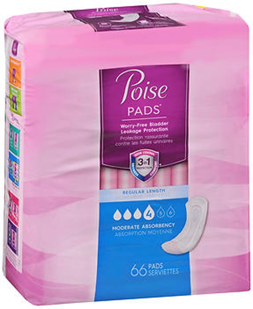 Poise Regular Length Pads, Moderate Absorbency, Leak-Block, Absorb-Loc ...