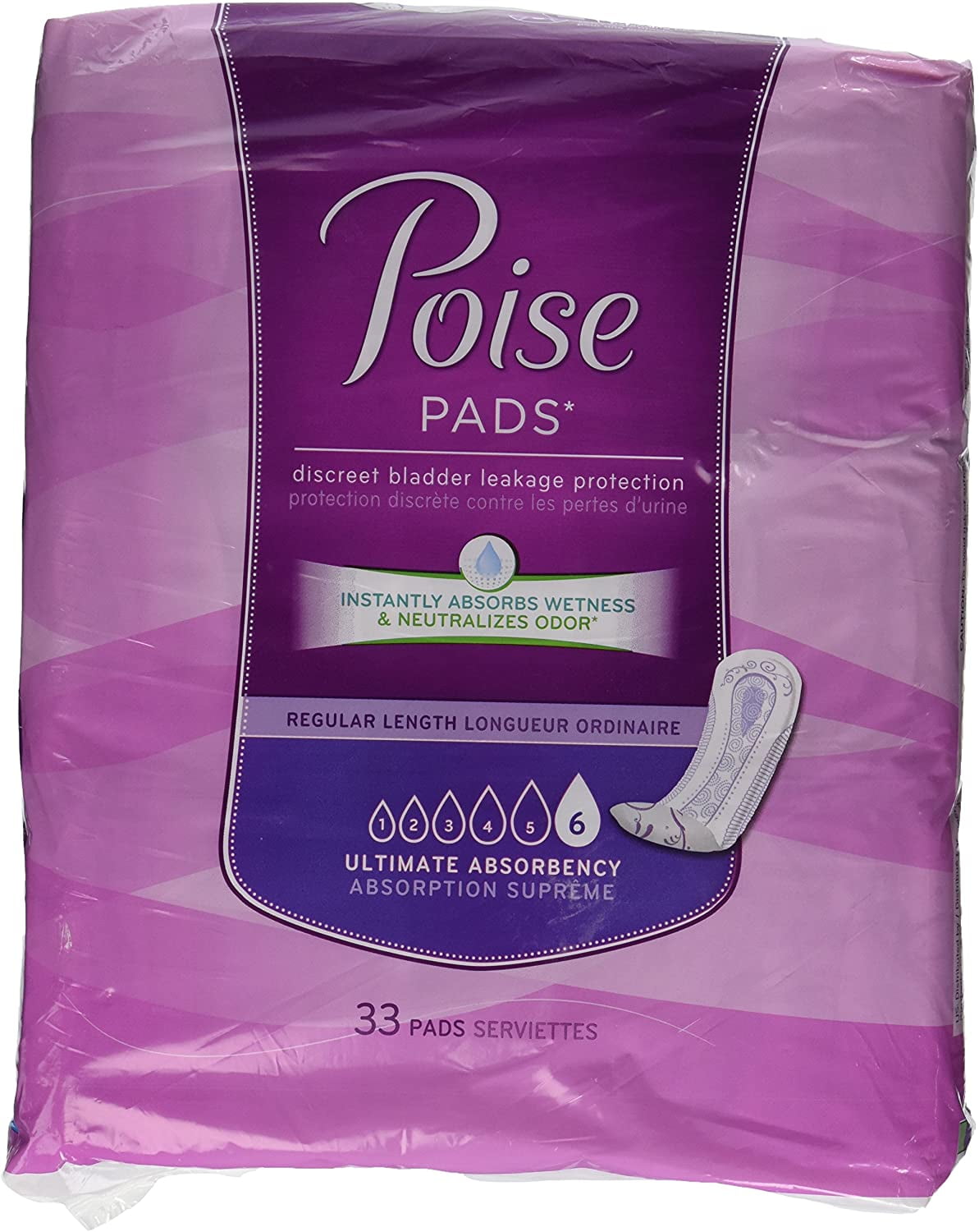 Poise Pads Regular Length Ultimate Absorbency, 33 pads - Walmart.com