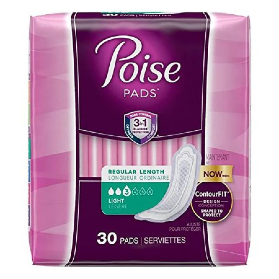 Poise Pads Regular, Light Absorbency, One Size Fits Most (9.33 Inch ...